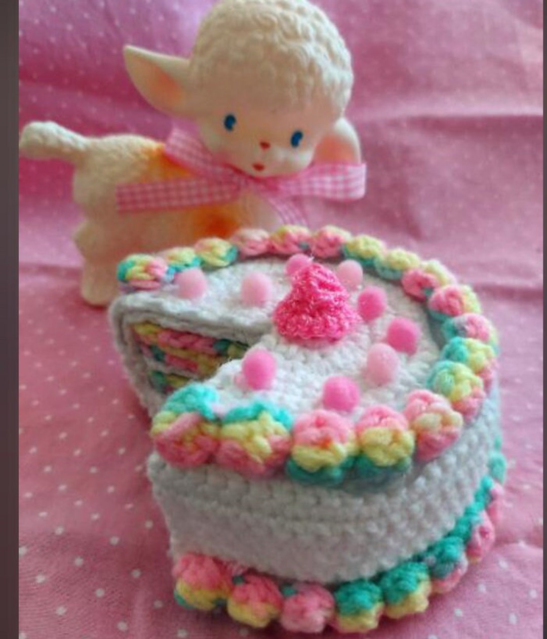 Beautiful Crochet Multi Pastel Colored Celebration Cake Lovely Decor ...