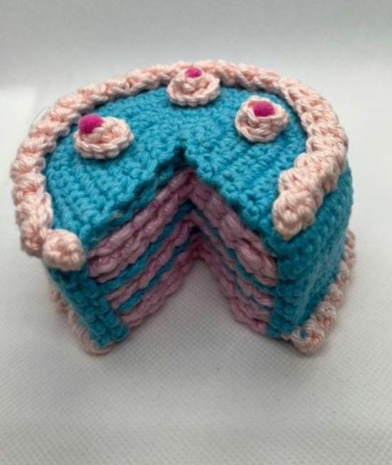 Beautiful Crochet Blue Raspberry Cake * Lovely Decor , Pin Cushion , or ...