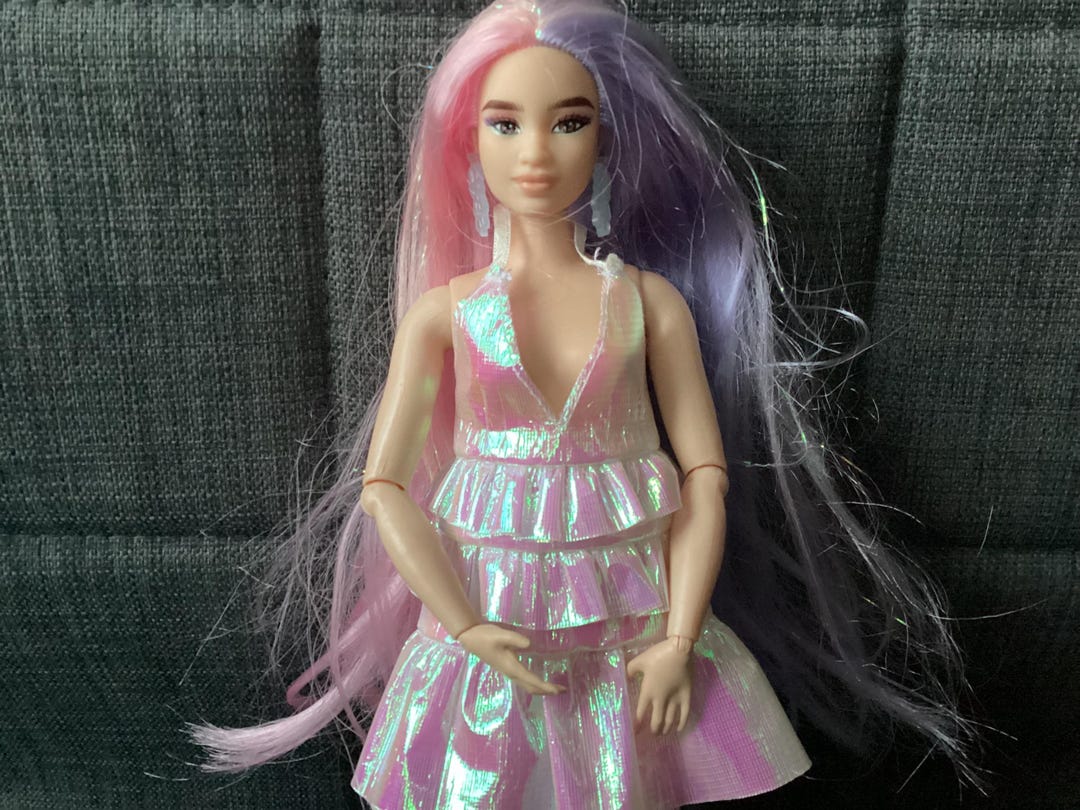 Retired Extra Curvy Asian Features Barbie, Long Pink Purple Hair ...