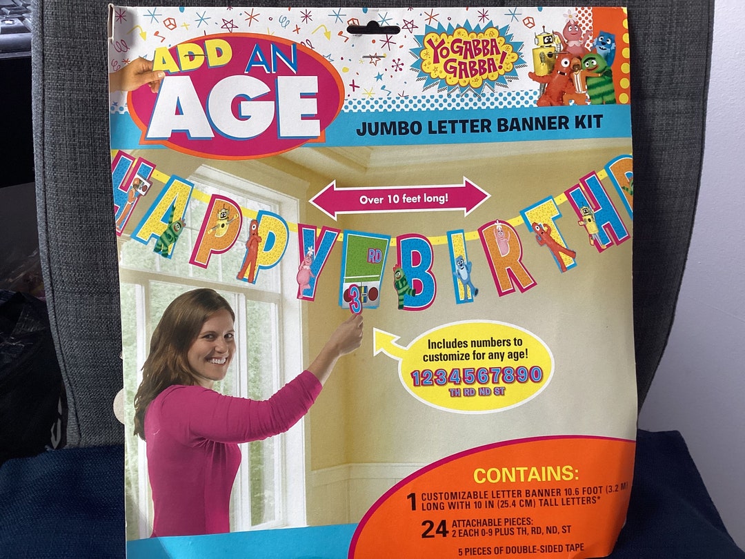 Retired Hard to Find Yo Gabba Gabba Gang Jumbo Letter Birthday Banner ...