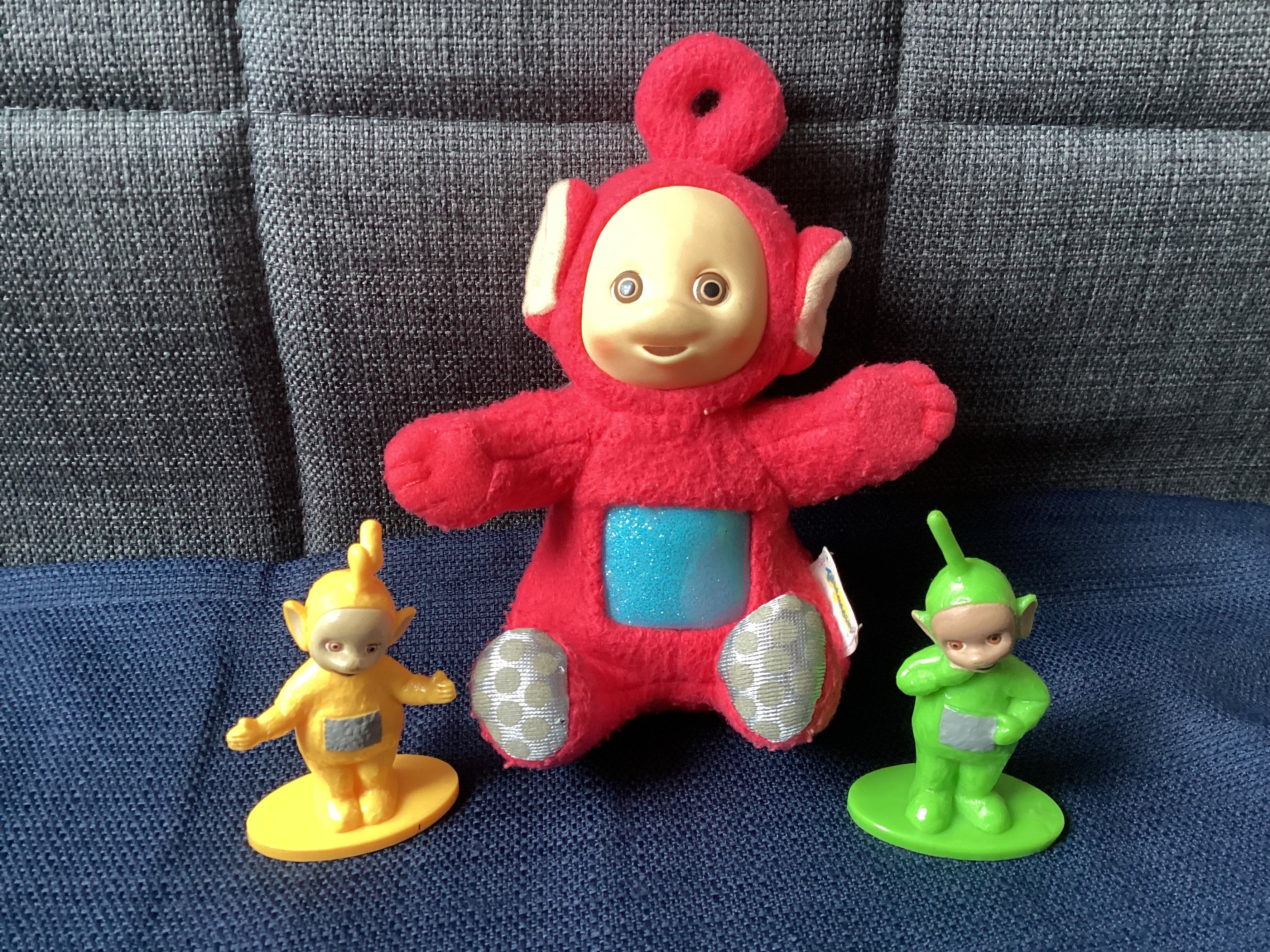 Vintage Trio of Teletubbies, Bean Bag Po, Laa Laa Ans Dipsy PVC Action ...