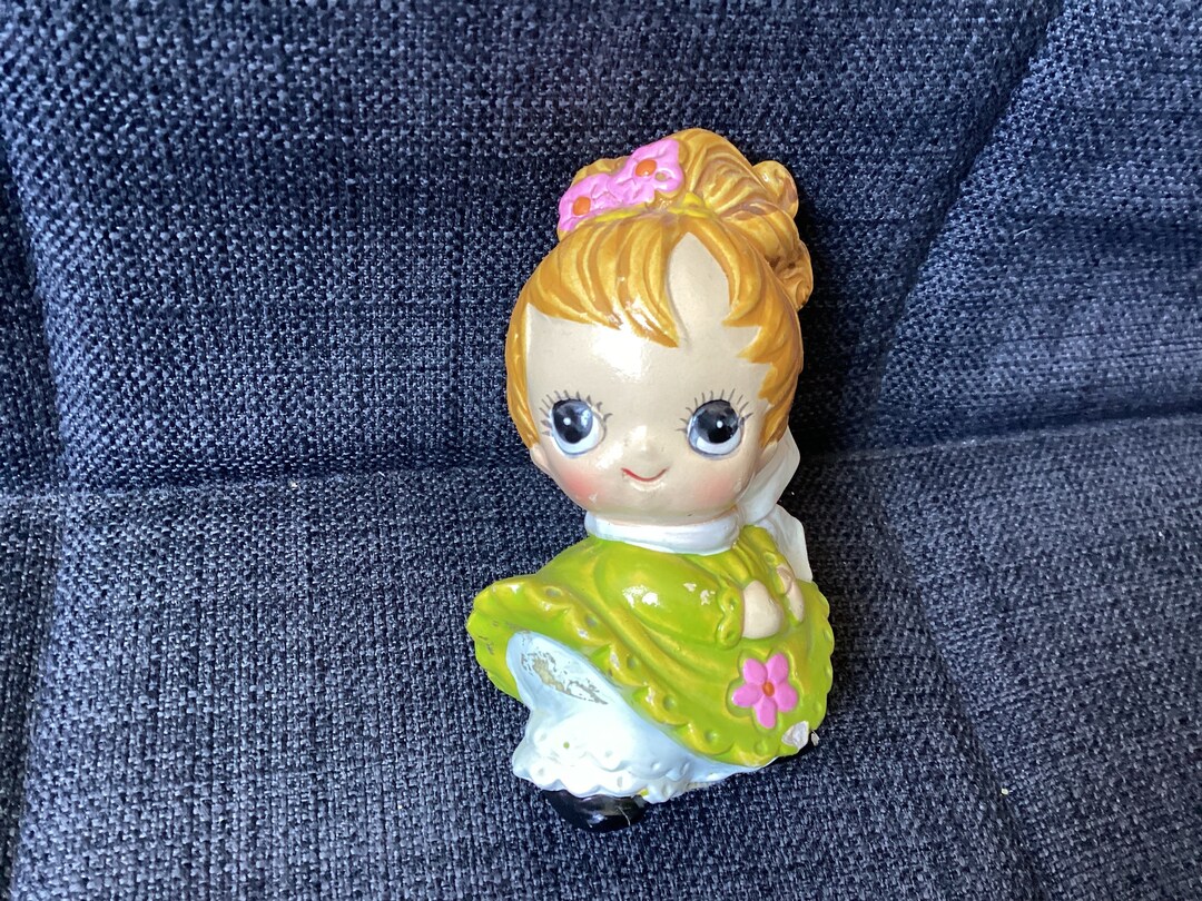 Vintage Josef Original Big Eyes May Birthday Girl, Yellow Hair, Green ...