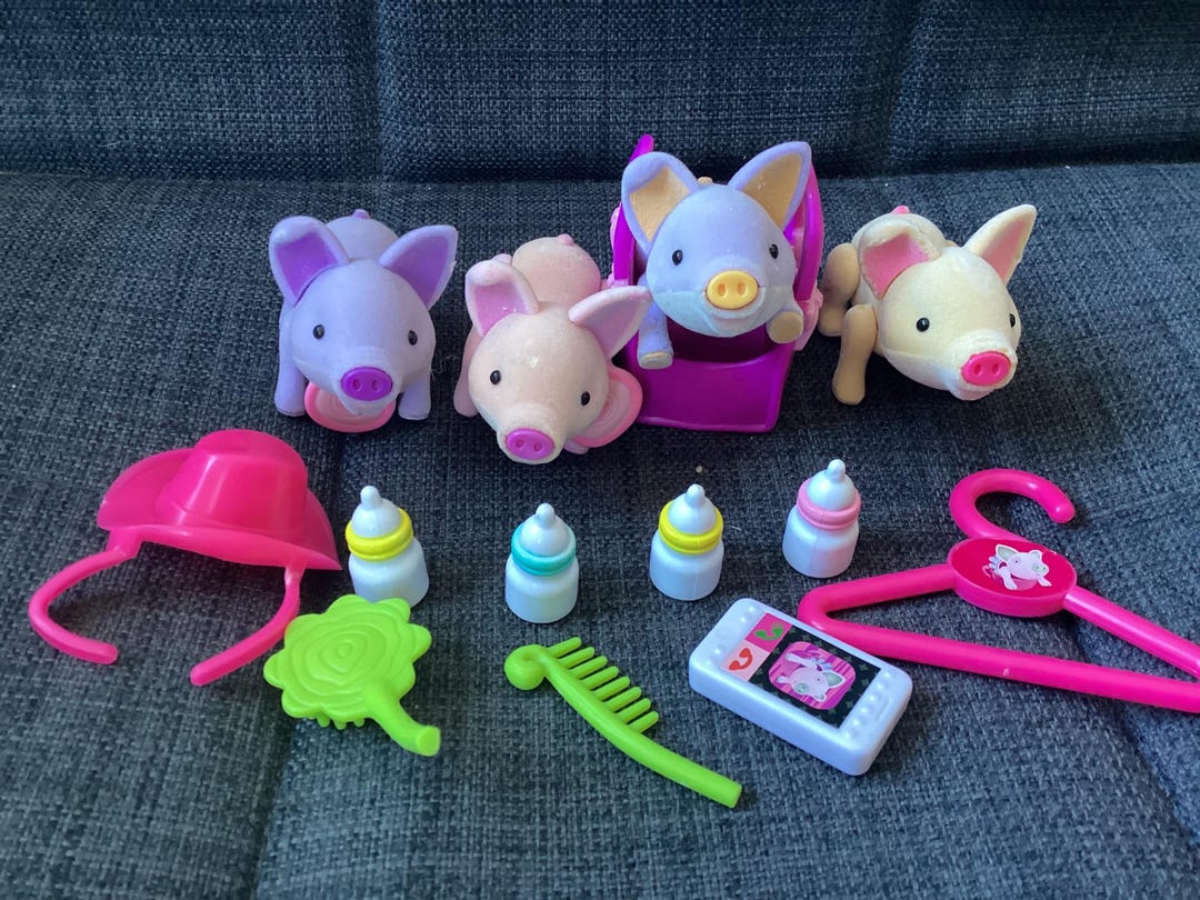 Retired Adorable Collection of Four Mini Teck Toy Tea Cup Pigs With ...