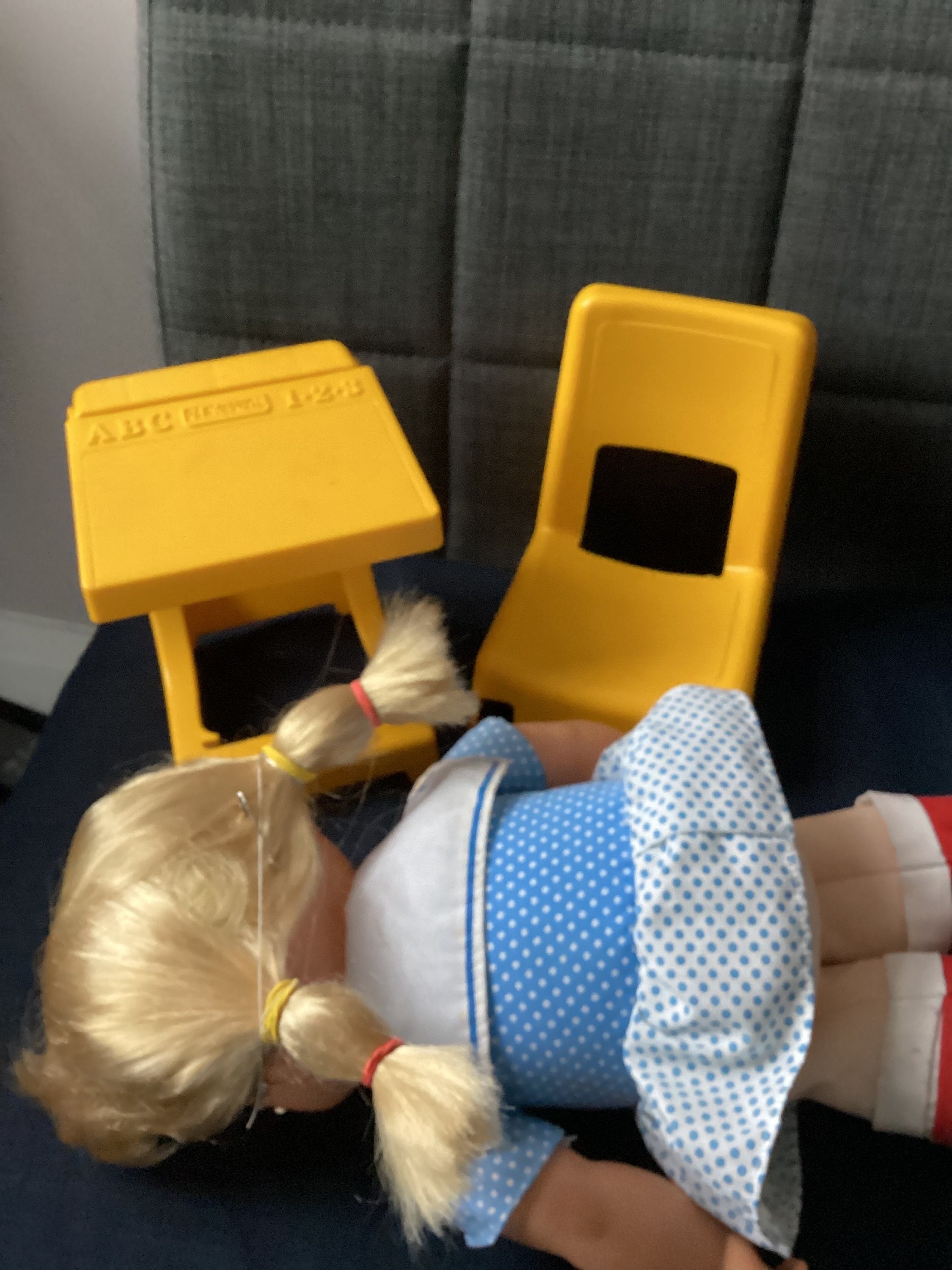Vintage Playskool School Kids Blonde Doll With Hard to Find Desk and ...