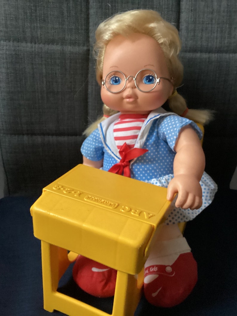 Vintage Playskool School Kids Blonde Doll With Hard to Find Desk and ...