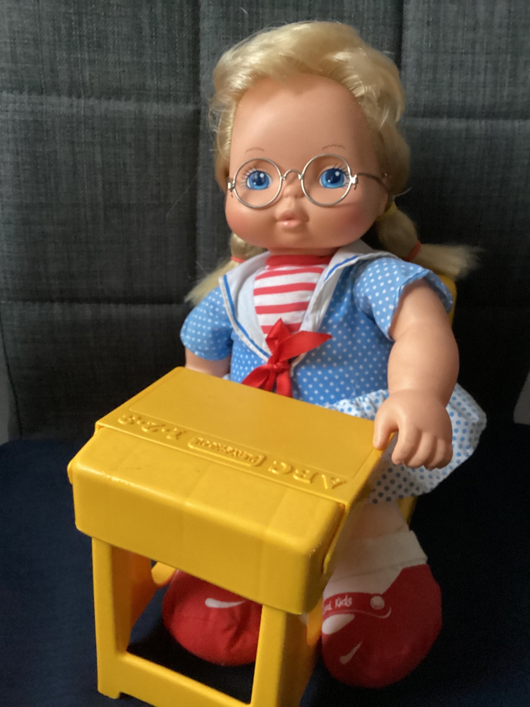 Vintage Playskool School Kids Blonde Doll With Hard to Find Desk and ...