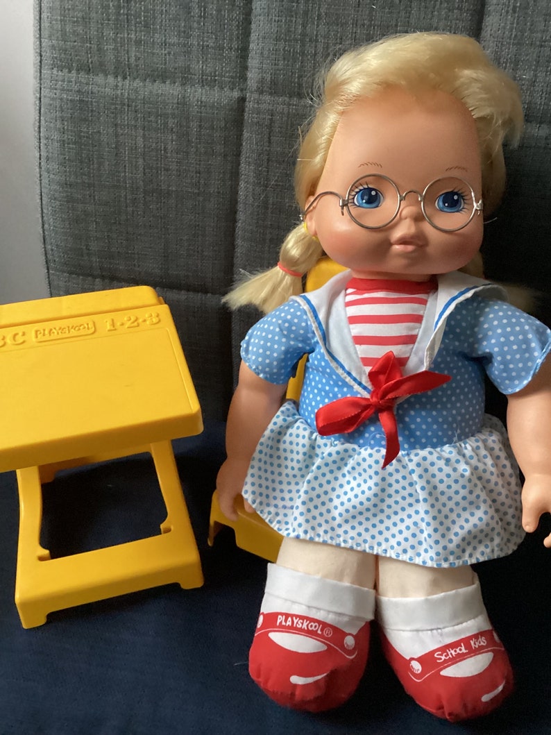 Vintage Playskool School Kids Blonde Doll With Hard to Find Desk and ...