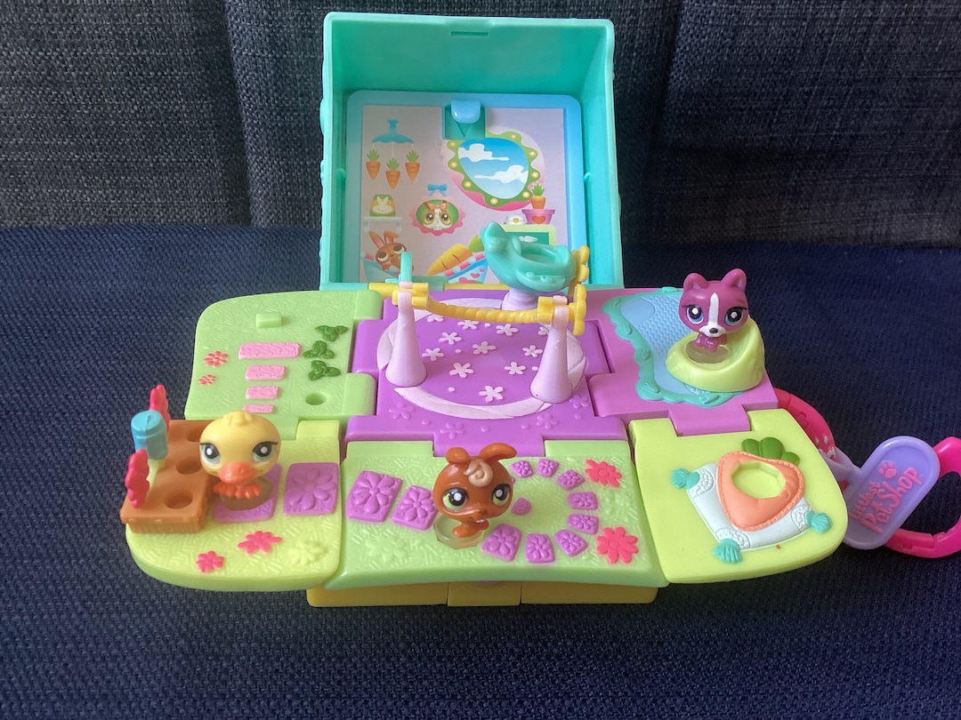Vintage Littlest Pet Shop LPS Tiniest Turquoise and Yellow Folding ...