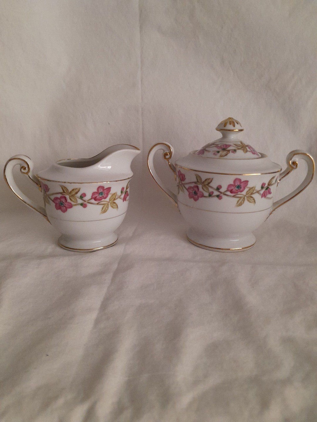 Valmont China Sugar Bowl & Creamer Set - Etsy