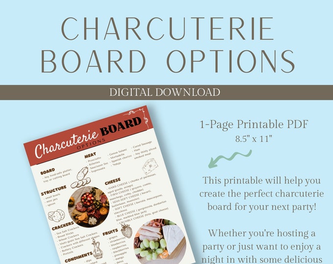 Charcuterie Board Guide Printable, How to Make Your Own Charcuterie ...