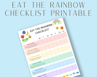 Printable Food Tracker, Eat the Rainbow Tracker and Checklist, Healthy ...