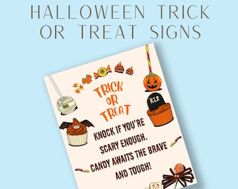 Printable Bundle of 2 Trick or Treat Signs Happy Halloween - Etsy
