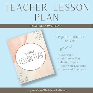 Teacher Lesson Plan Printable, Academic Lesson Planner, Teacher Binder ...
