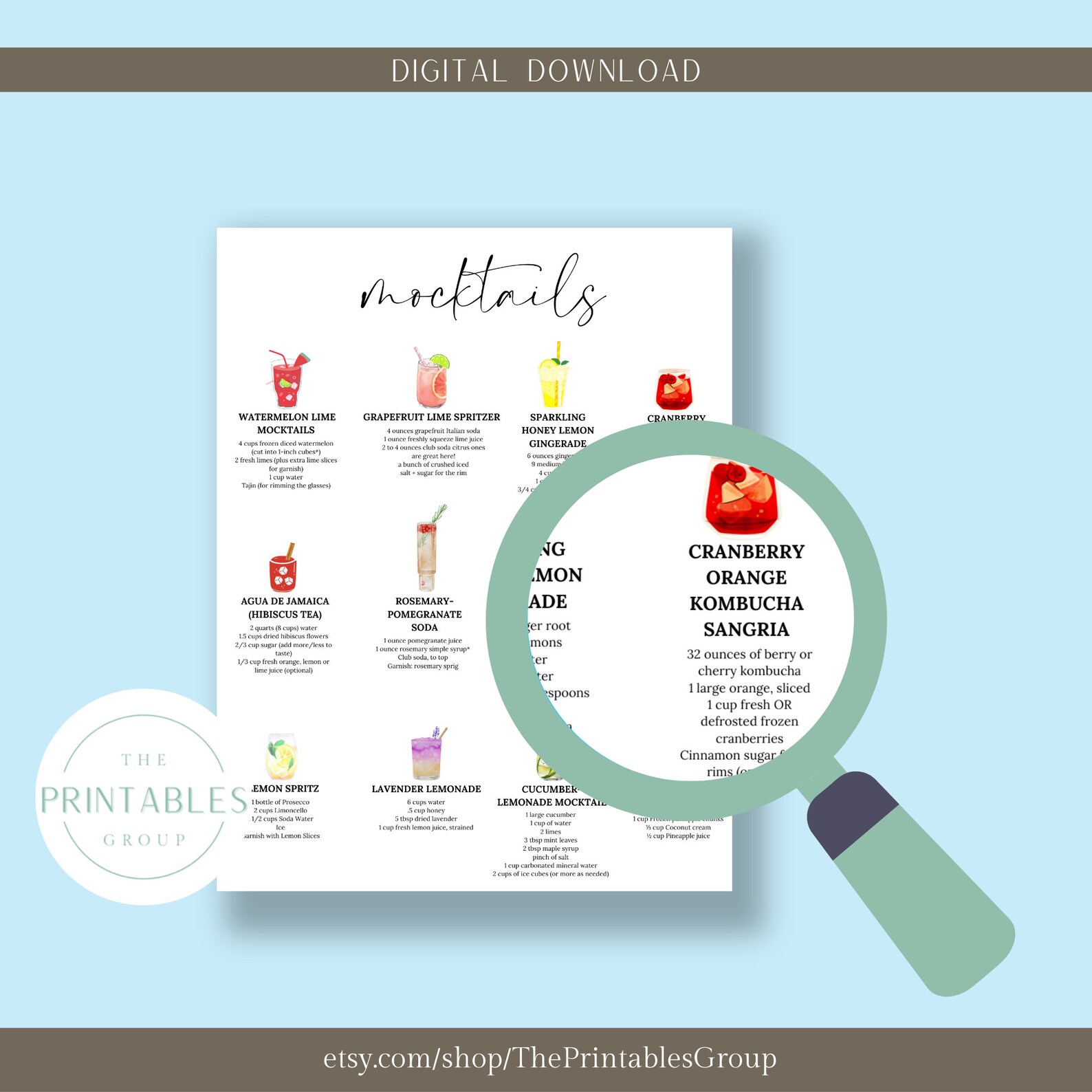 Mocktail Recipes Printable Cocktail Alternatives Recipe Instructions ...