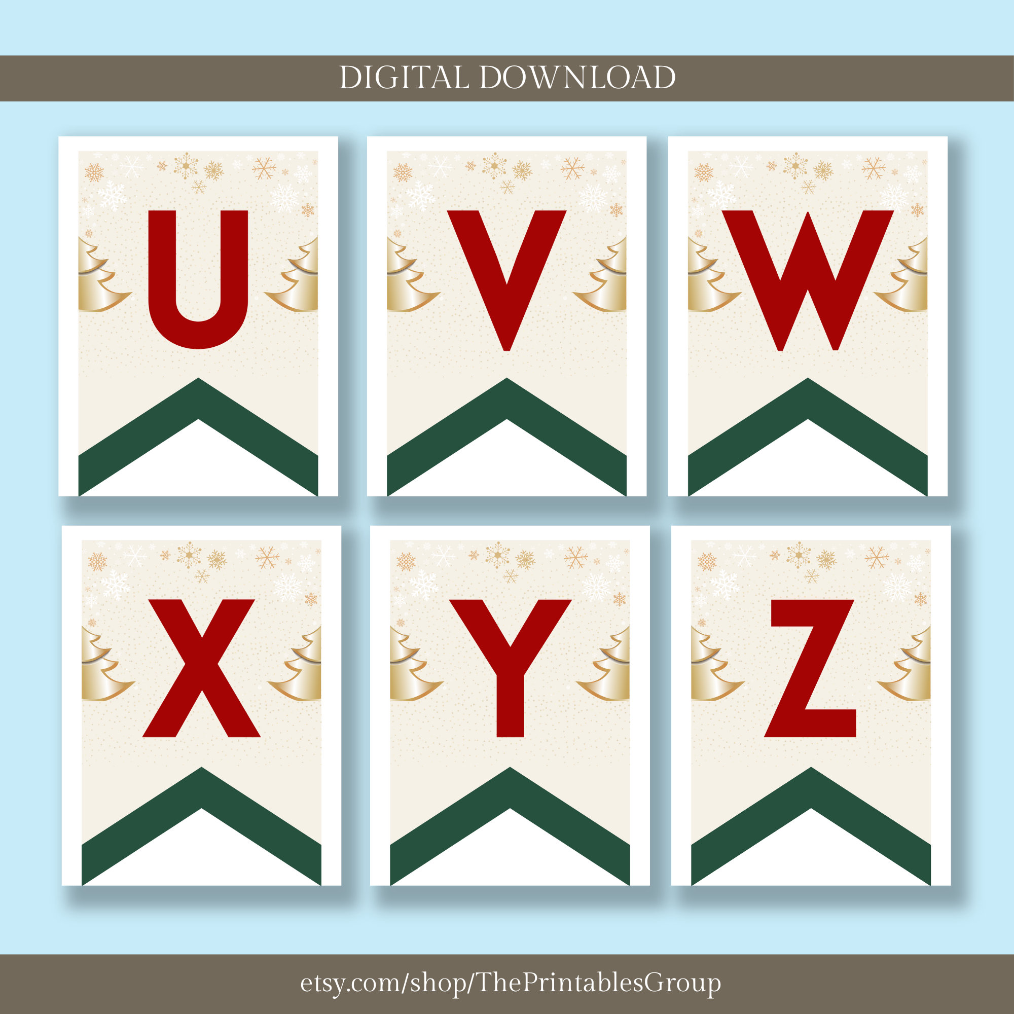 Christmas Alphabet Banner Printable, A-Z Full Alphabet Banners, Bunting ...