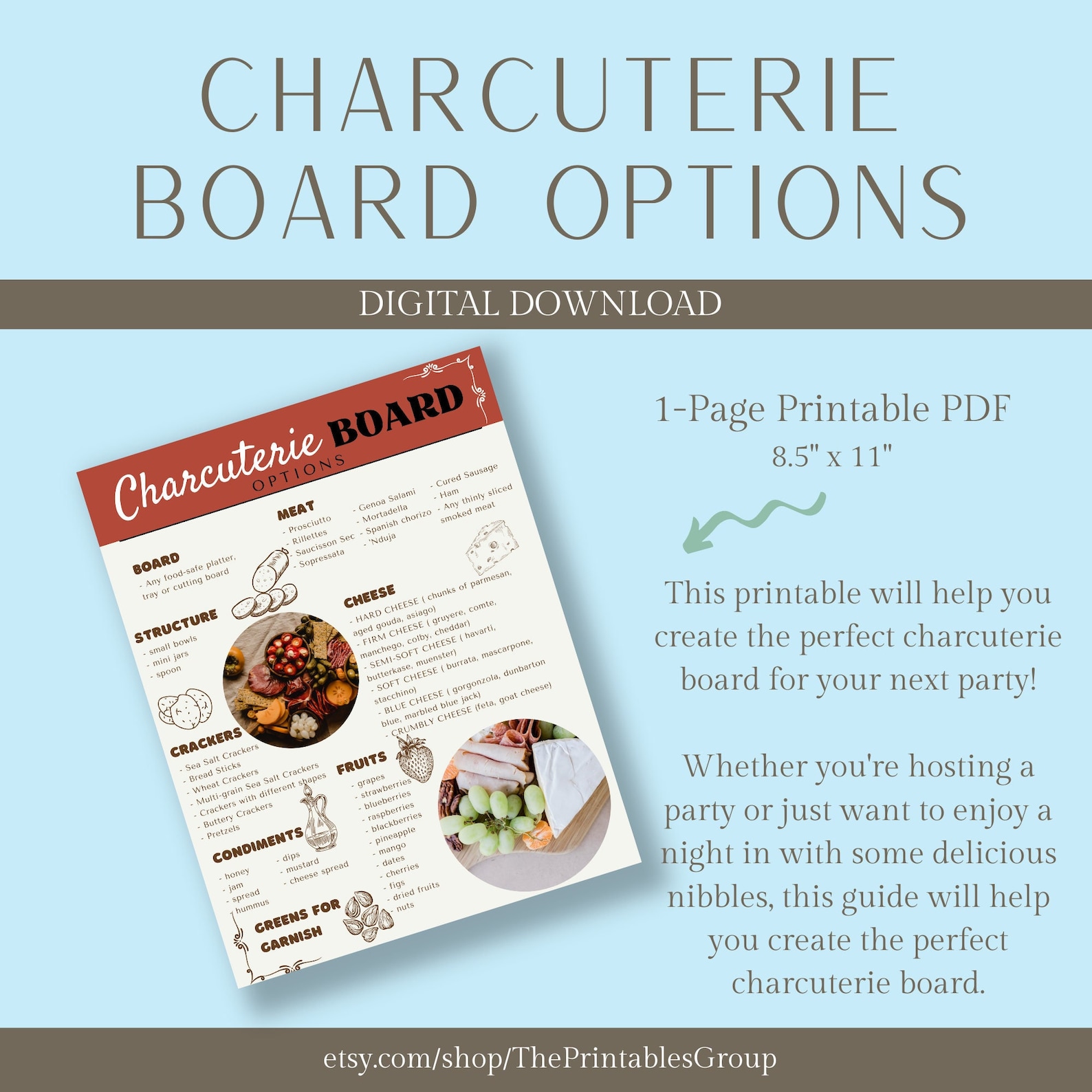 Charcuterie Board Guide Printable, How to Make Your Own Charcuterie ...