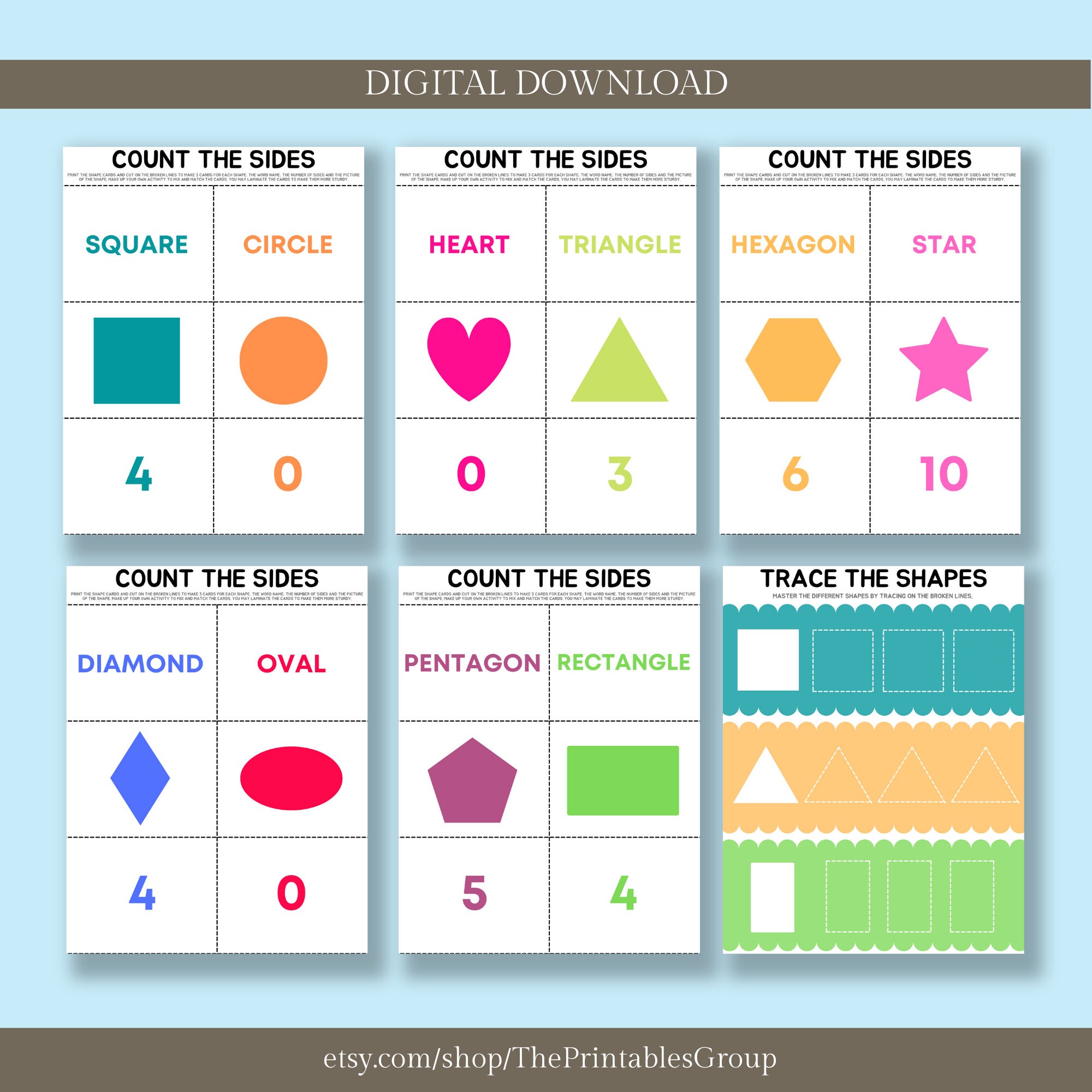 Know Your Shapes Activity Pack Printable, Tracing and Matching Games ...
