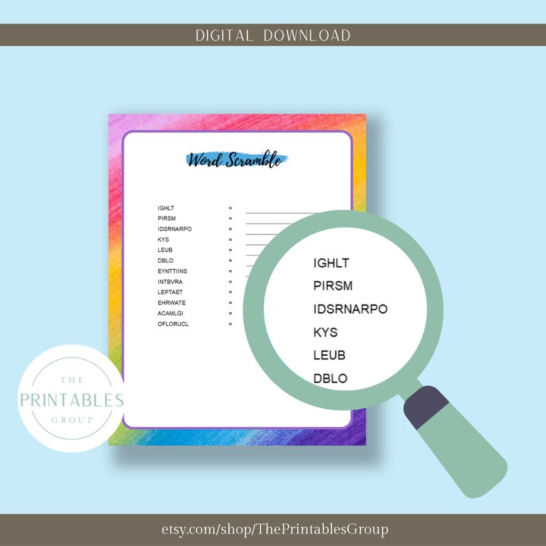 Rainbow Themed Activity Bundle Printable | 15 Fun Puzzles & Games ...