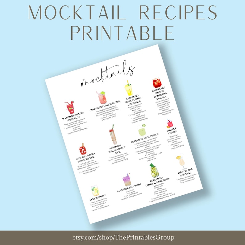 Mocktail Recipes Printable | Cocktail Alternatives Recipe Instructions ...