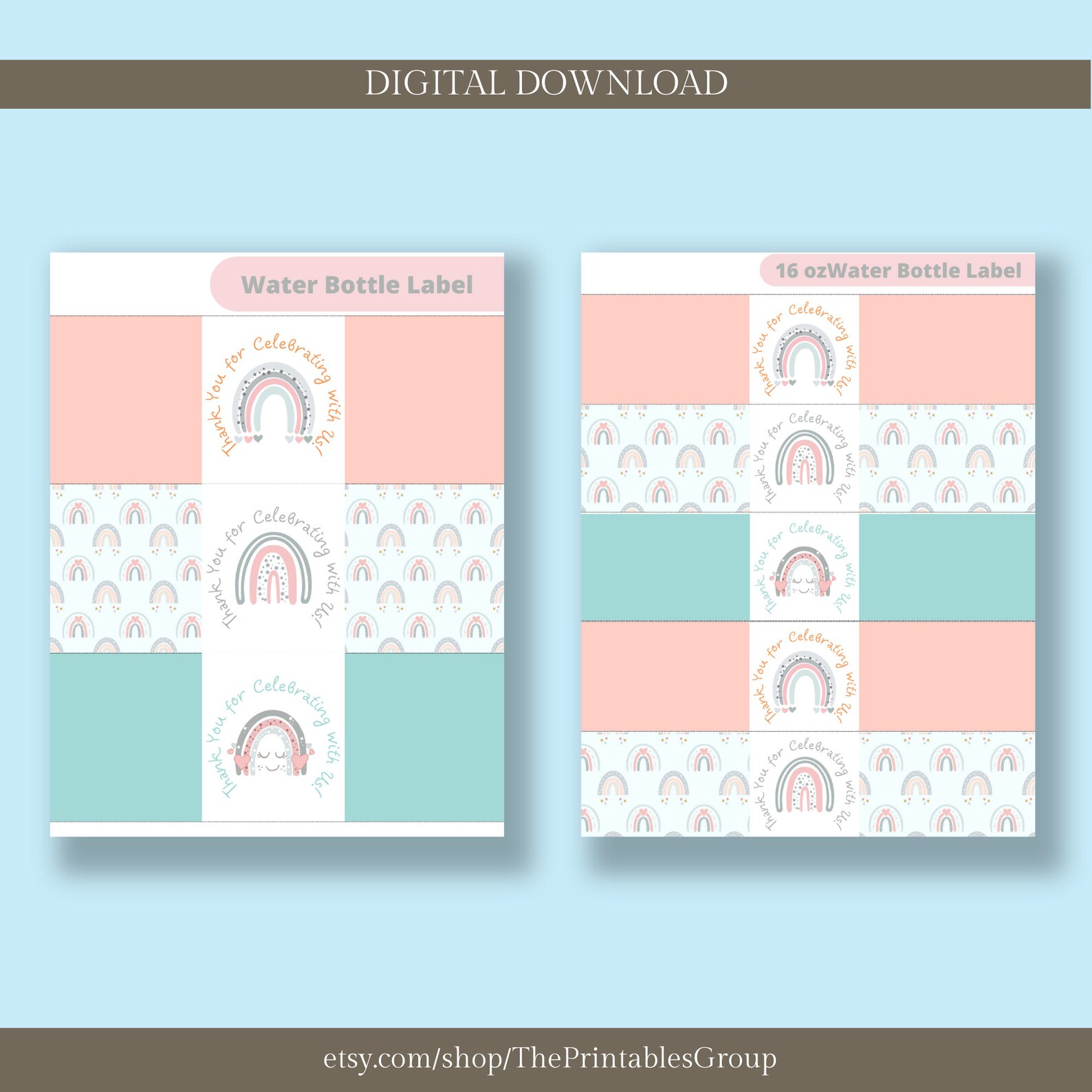 Rainbow Birthday Party Kit Printable Pastel Rainbow Party Pack Bundle ...