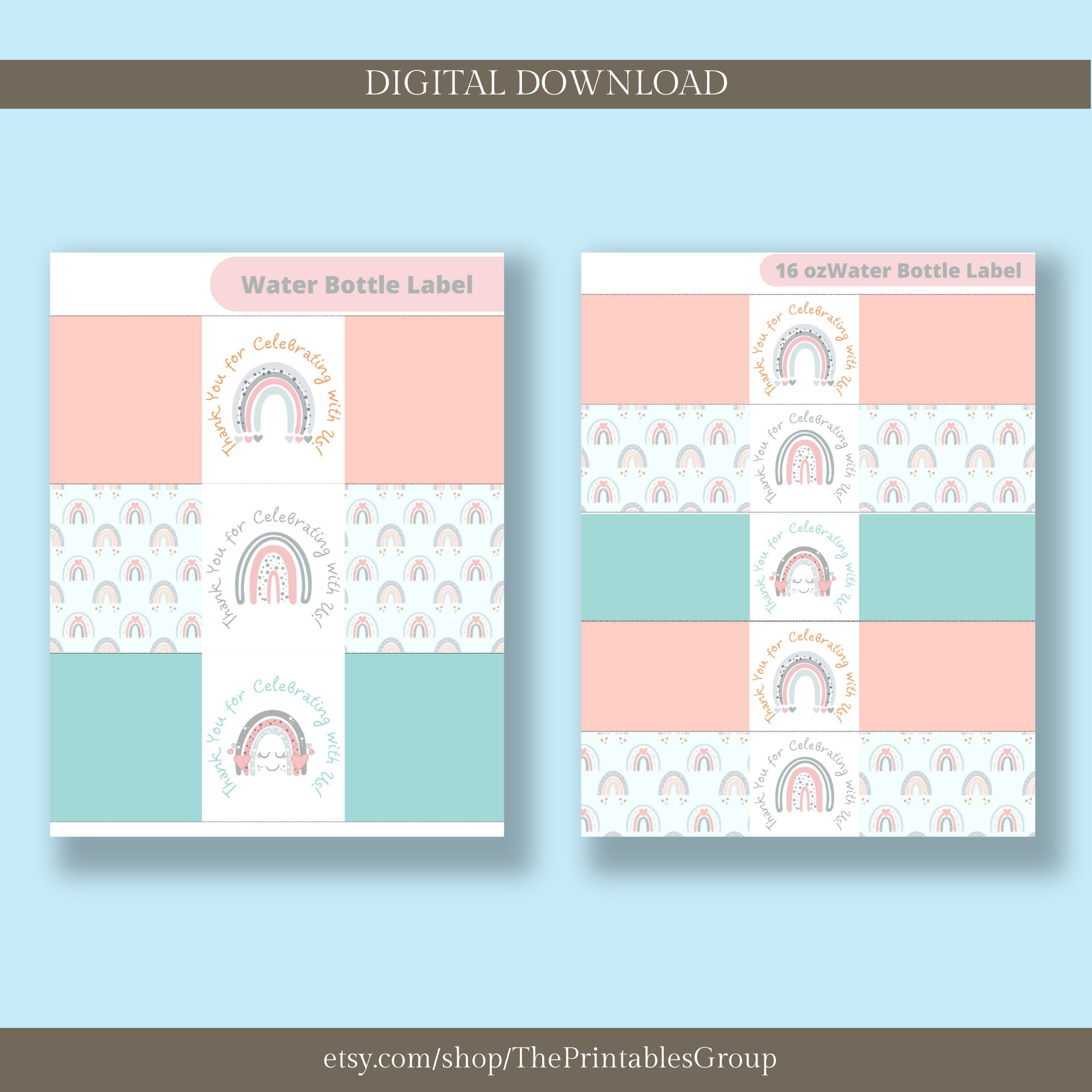 Rainbow Birthday Party Kit Printable Pastel Rainbow Party Pack Bundle ...