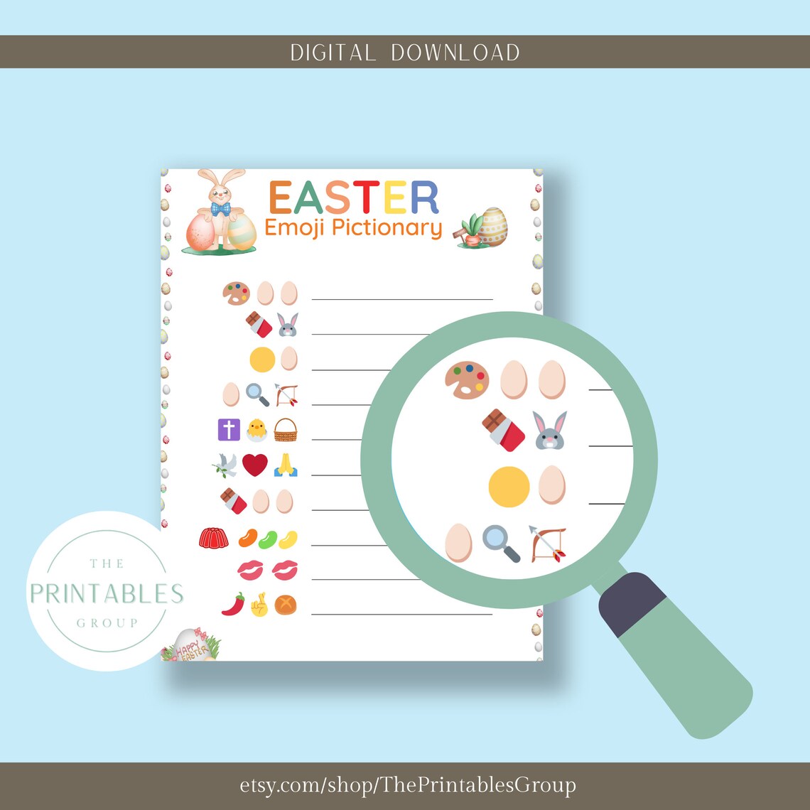 Easter Pictionary Printable, Easter Holiday Emoji Pictionary Game, Fun ...