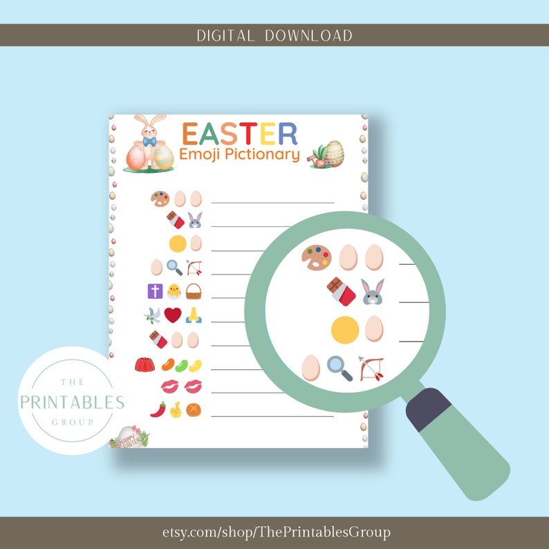 Easter Pictionary Printable, Easter Holiday Emoji Pictionary Game, Fun ...