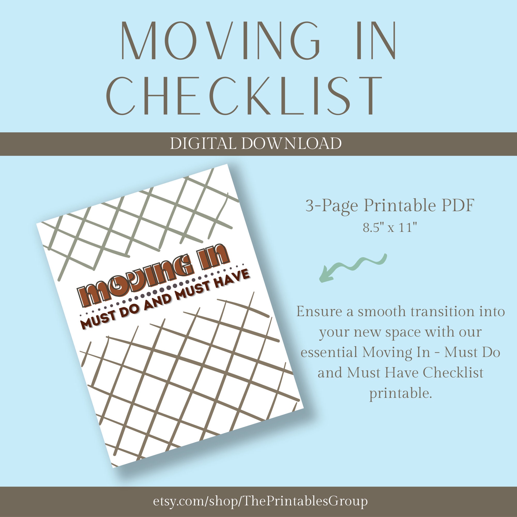 Moving Checklist Printable, Moving in Must Do and Must Have, New Home ...