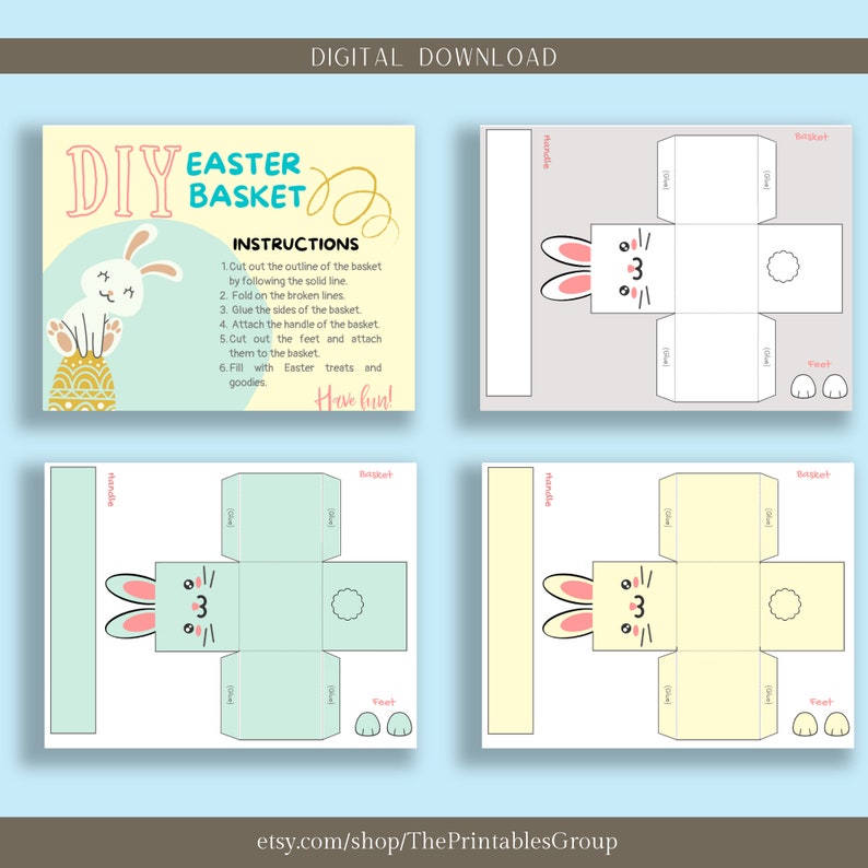 DIY Easter Basket Craft Printable Make Your Own Easter - Etsy