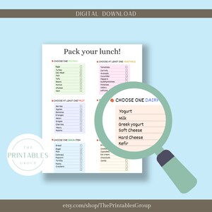 Lunch Menu Planner | Pack Your Lunch Printable | Healthy Lunchbox Food ...