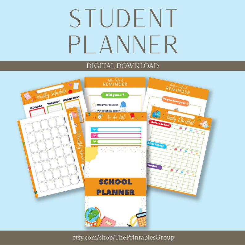 School Planner Printable, School Organization Journal, Student Planner ...