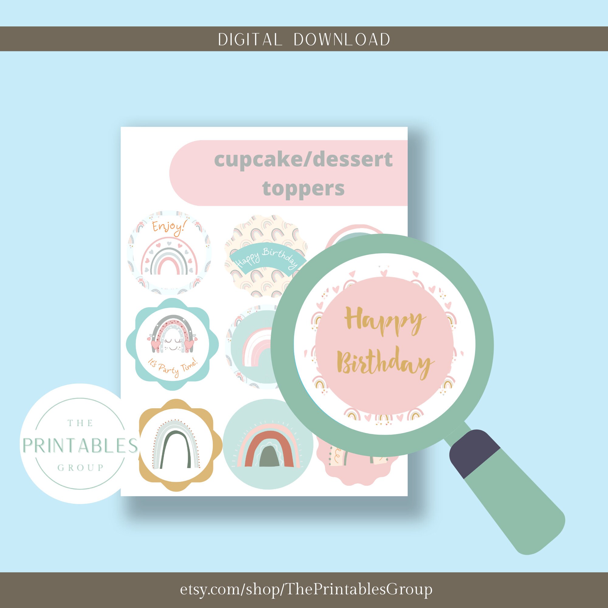 Rainbow Birthday Party Kit Printable Pastel Rainbow Party Pack Bundle ...