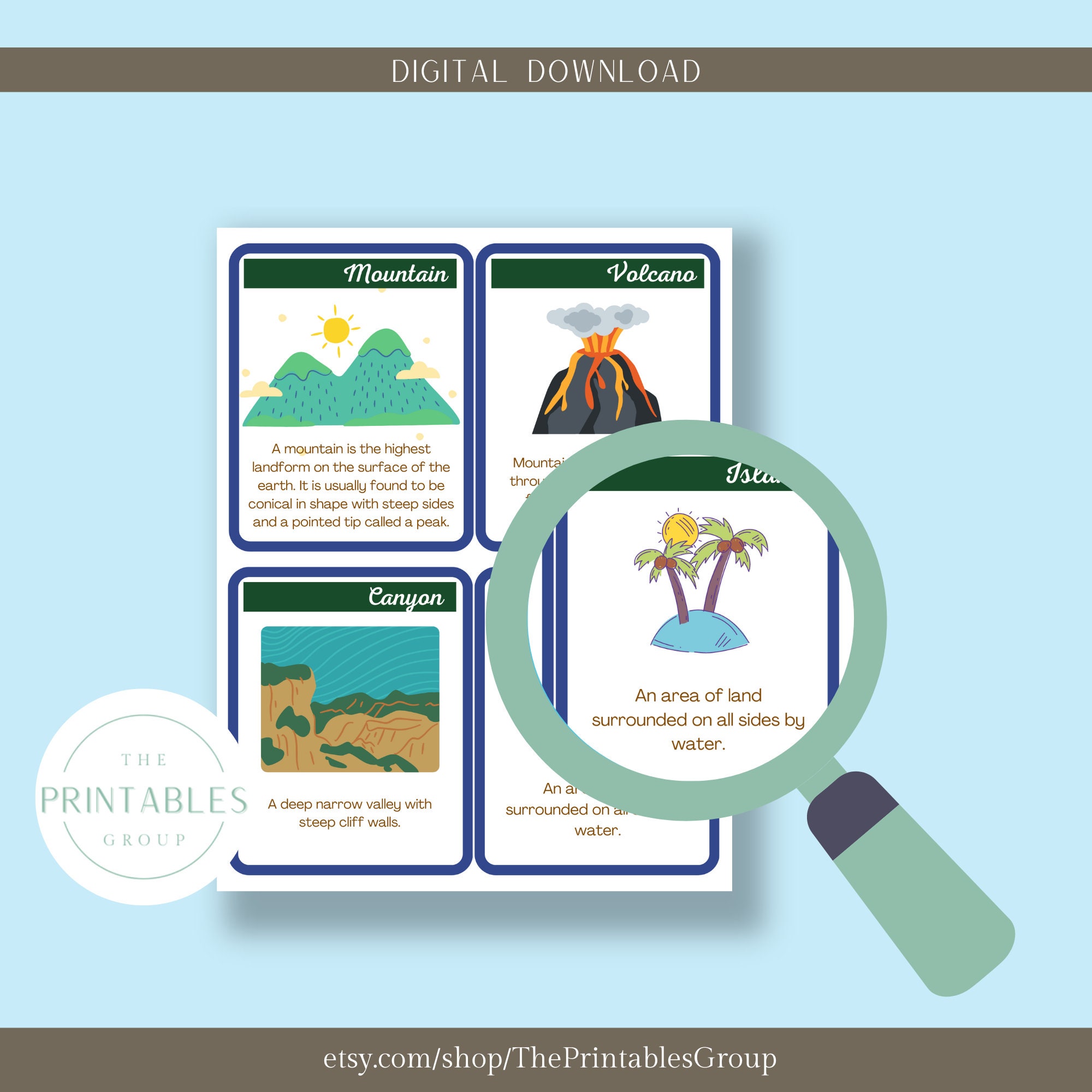 Land and Water Nature Study Printable | Landforms and Bodies of Water ...