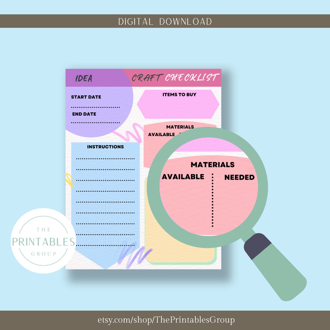 Craft Checklist Printable | Arts and Crafts Project Journal | Handmade ...