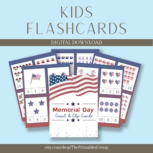 Memorial Day Count & Clip Cards Printable, Patriotic Games, Counting ...