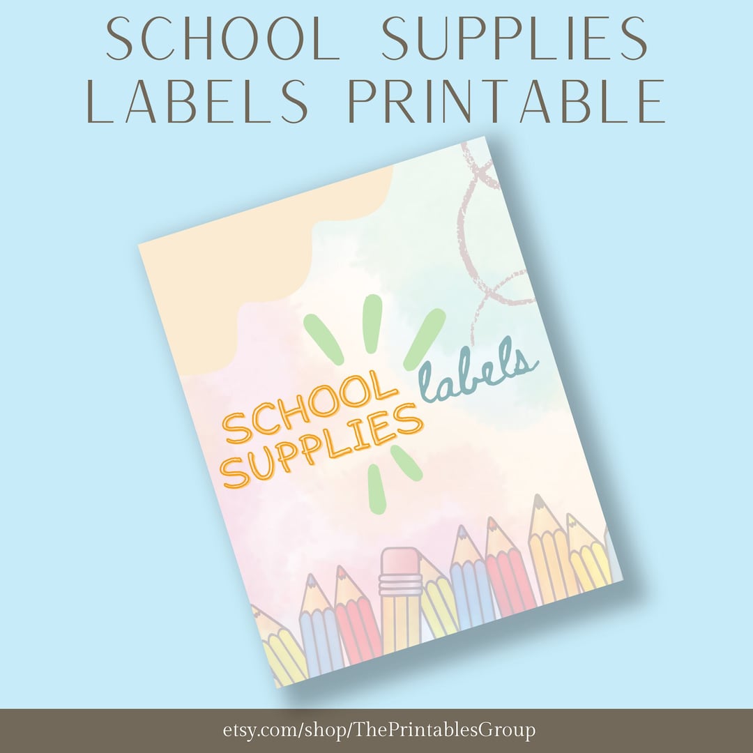 School Supplies Labels Printable | Editable Student Labels | Printable ...