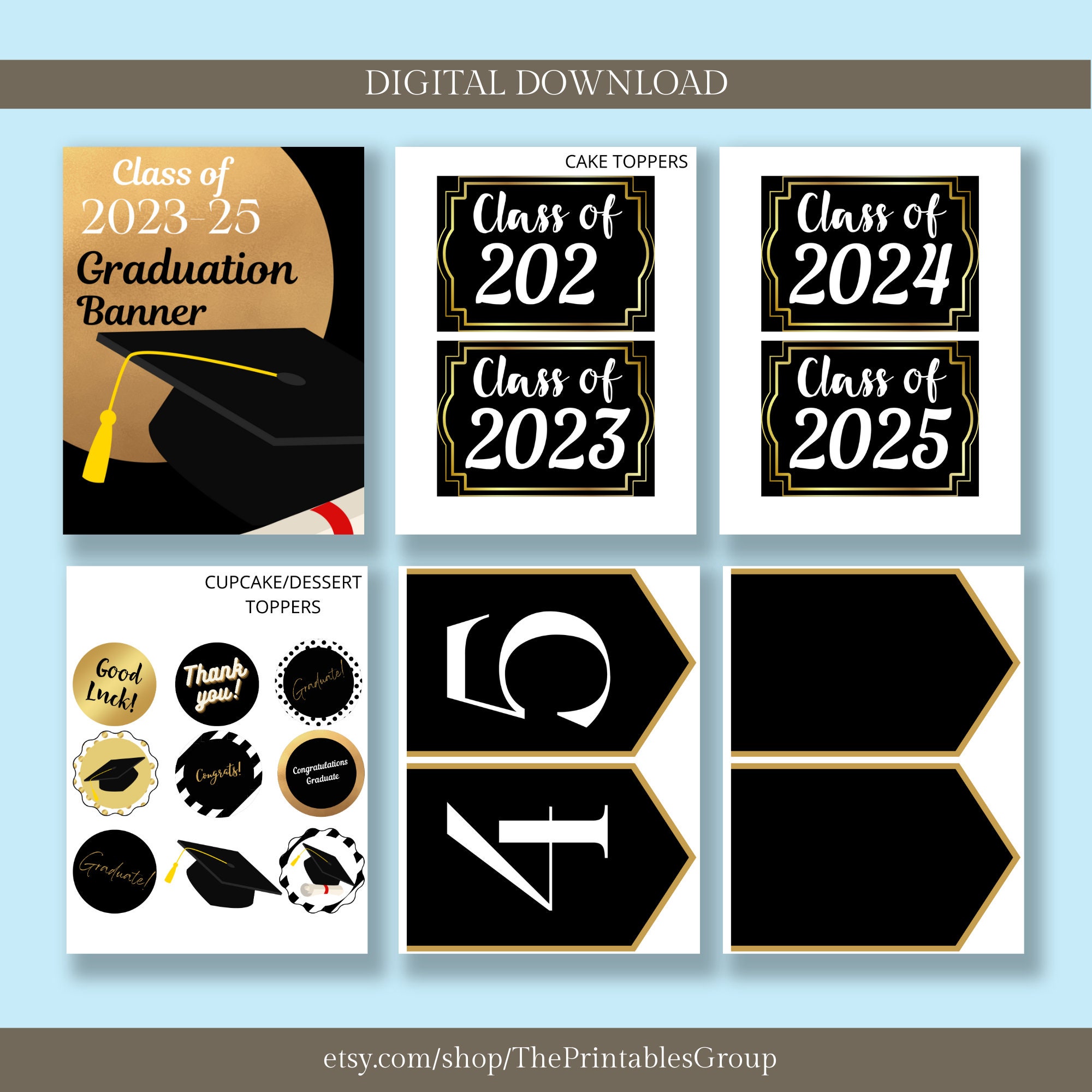 Class of 2023-25 Graduation Banner Printable Graduation Cupcake and ...