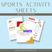 Sports Activity Sheets | Sports Activity Pages for Kids | Sports Themed ...