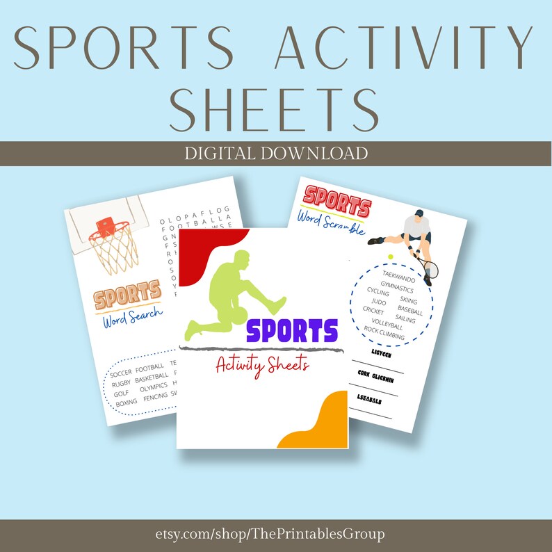 Sports Activity Sheets | Sports Activity Pages for Kids | Sports Themed ...