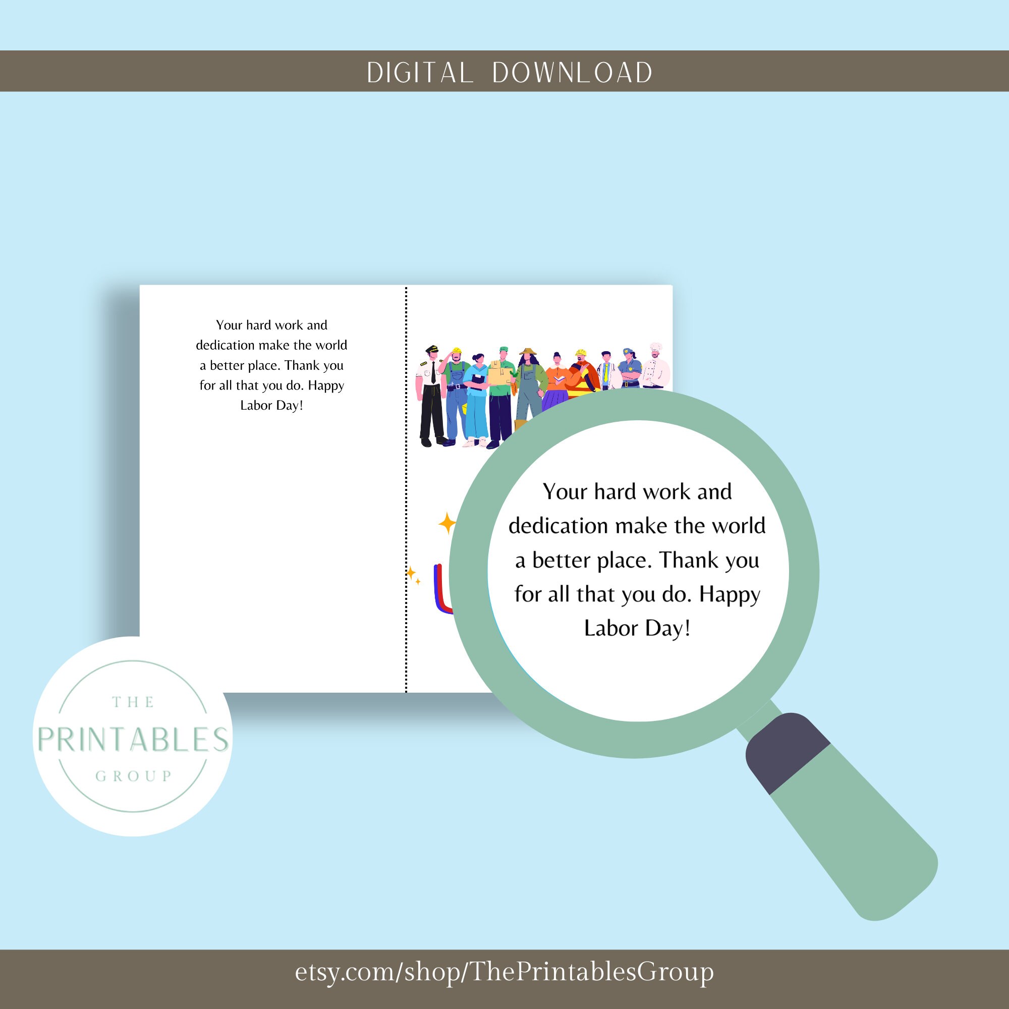 Labor Day Thank You Cards Printable Set of 8 Labor Day Cards - Etsy