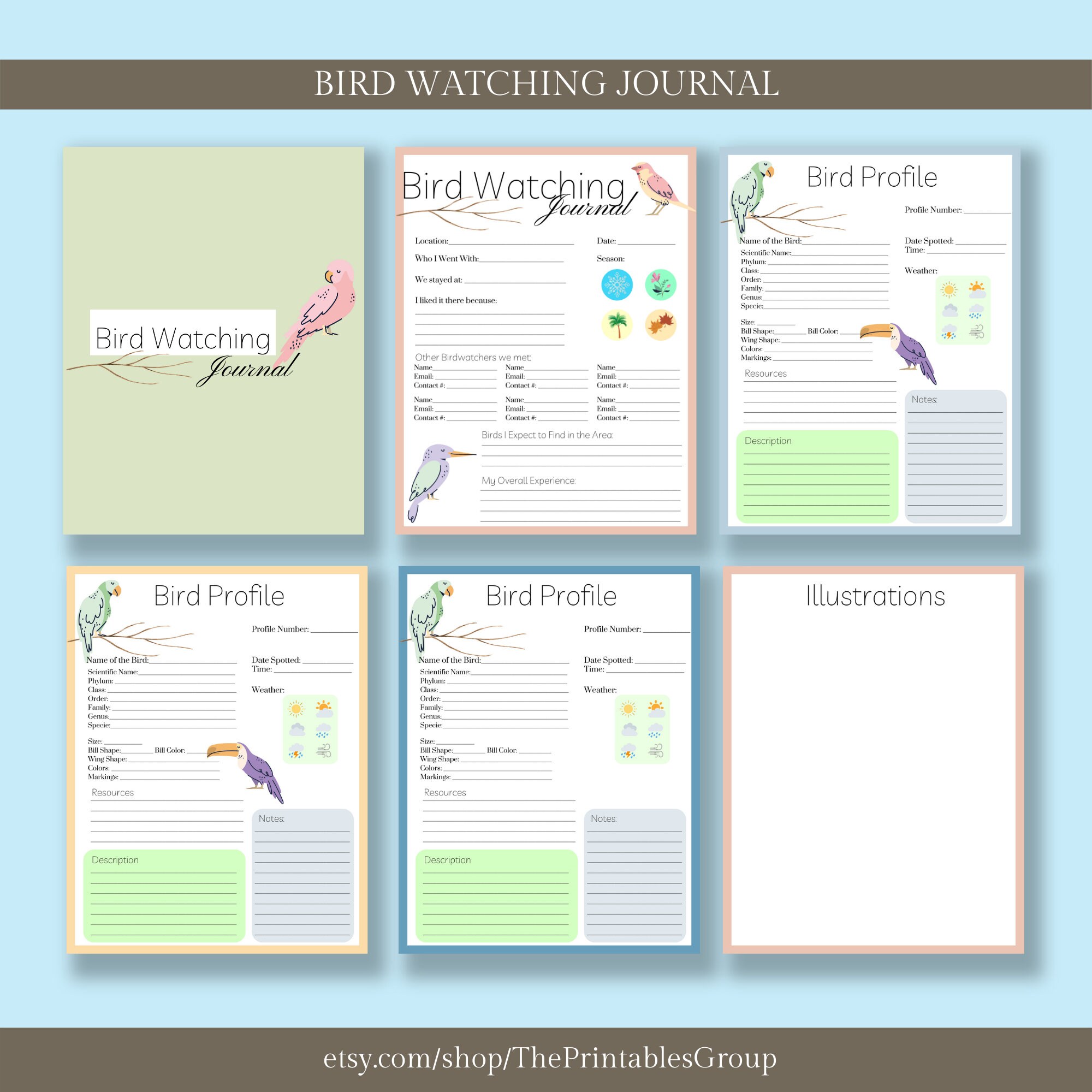 Bird Watching Journal, Bird Watcher Notebook Printable, Bird Watching ...