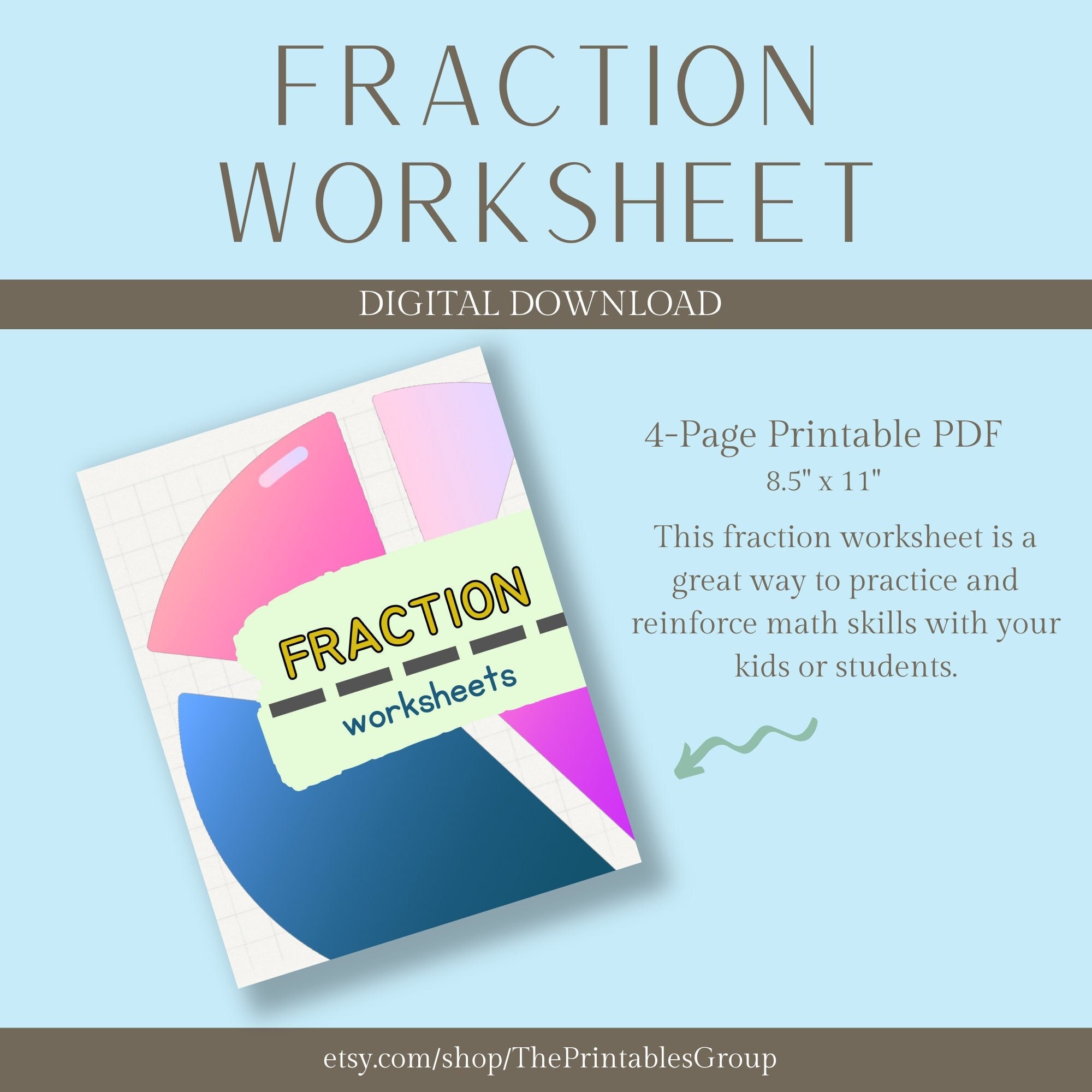 Fraction Worksheets Printable | Basic Fraction Charts | Math Practice ...