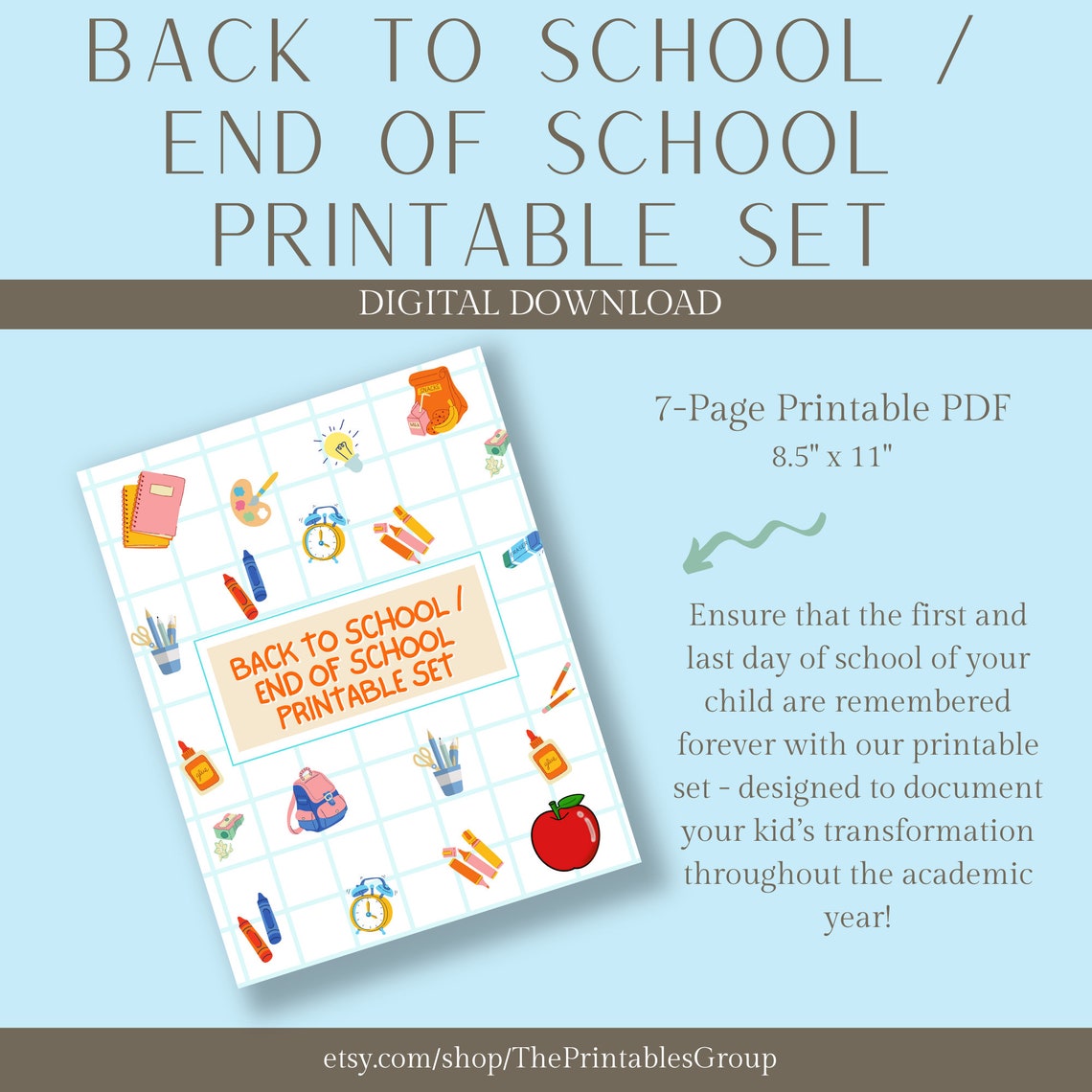 First Day of School and Last Day of School Set Printable, Back to ...