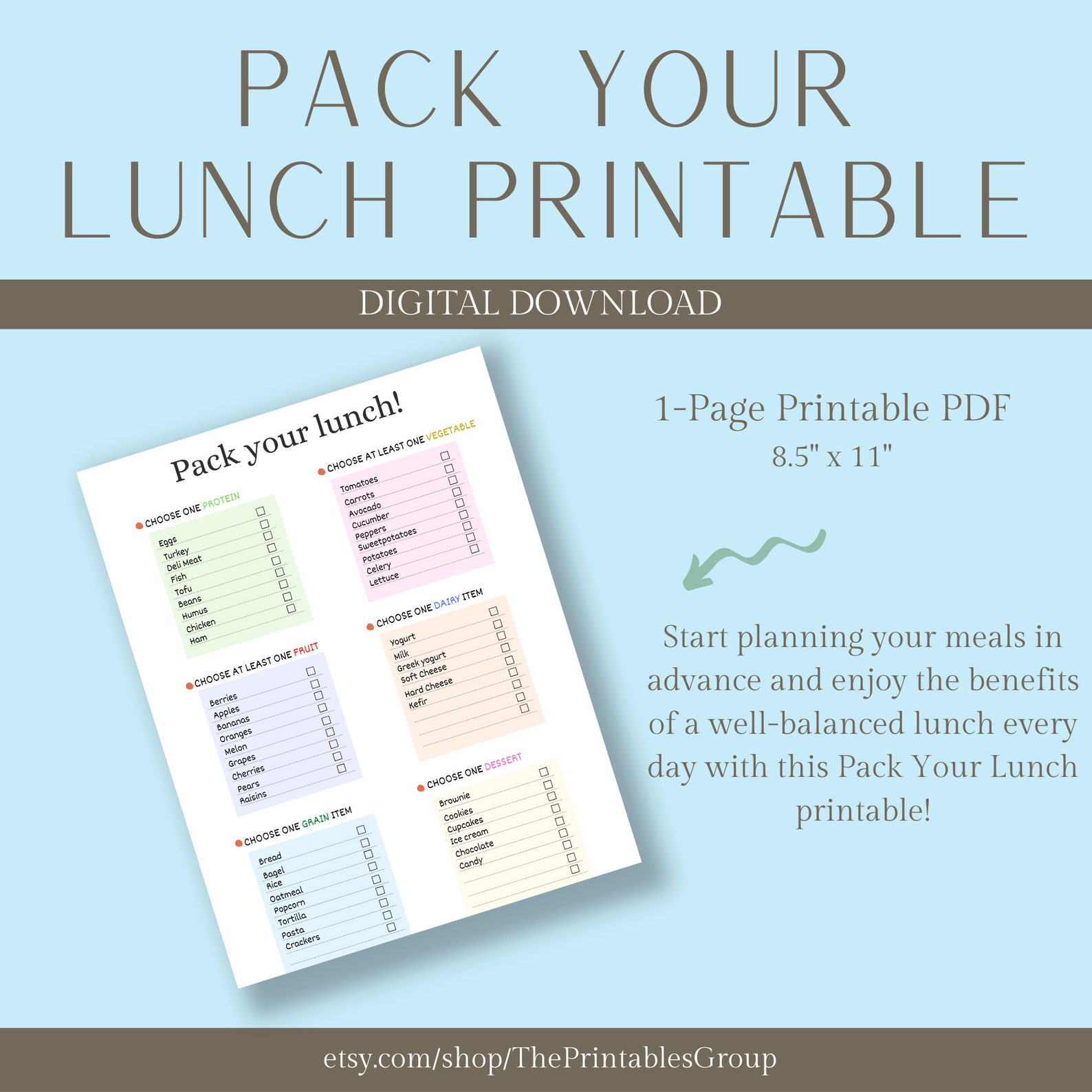 Lunch Menu Planner | Pack Your Lunch Printable | Healthy Lunchbox Food ...