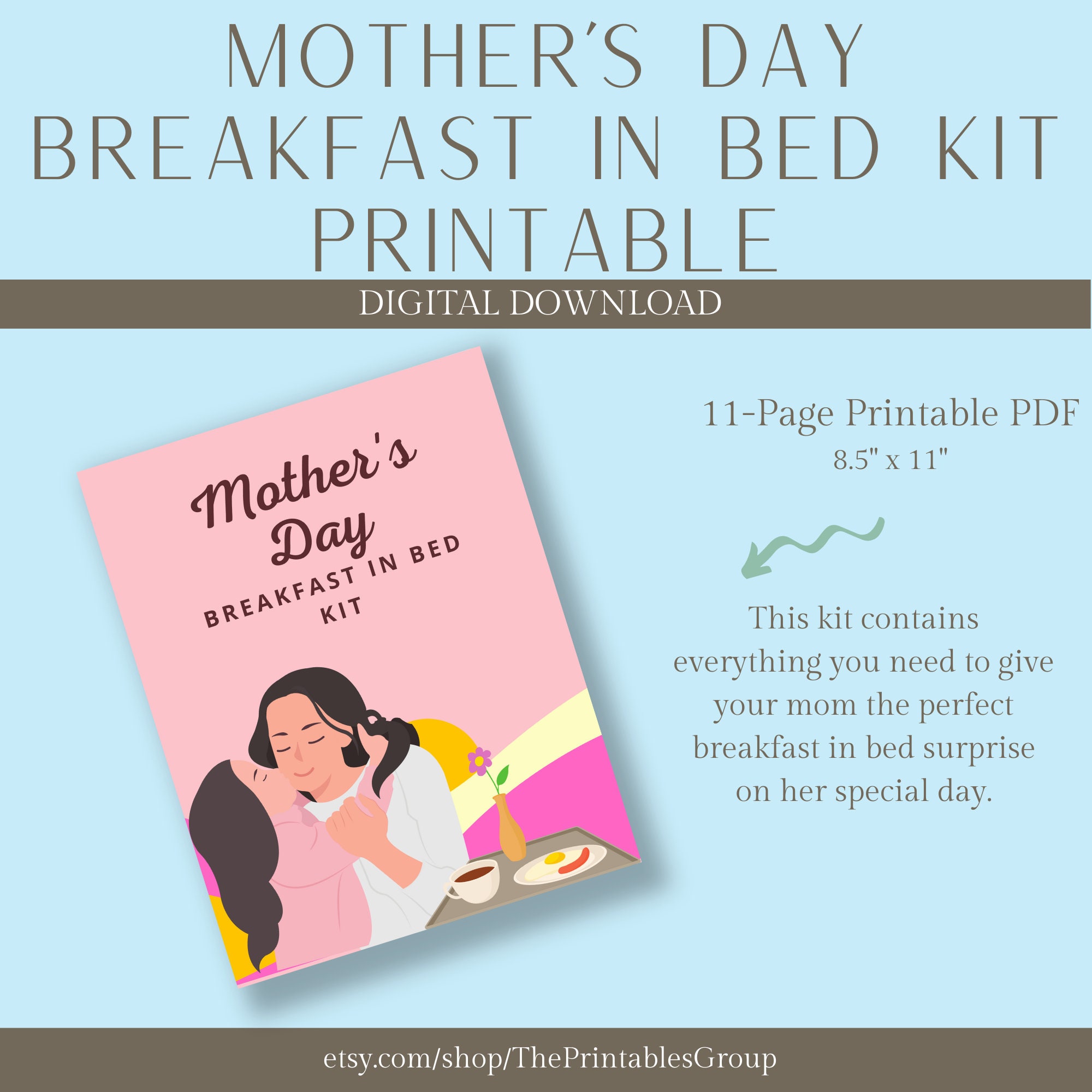 Mother's Day Breakfast in Bed Kit Printable Mothers Day Celebration ...