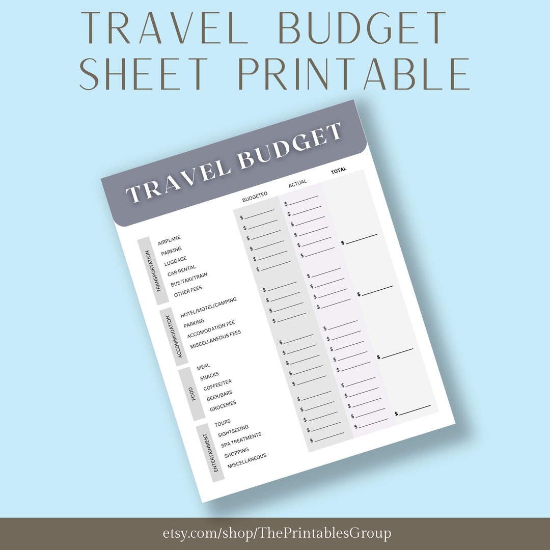 Travel Budget Sheet Printable | Minimalist Expenses Tracker | Holiday ...