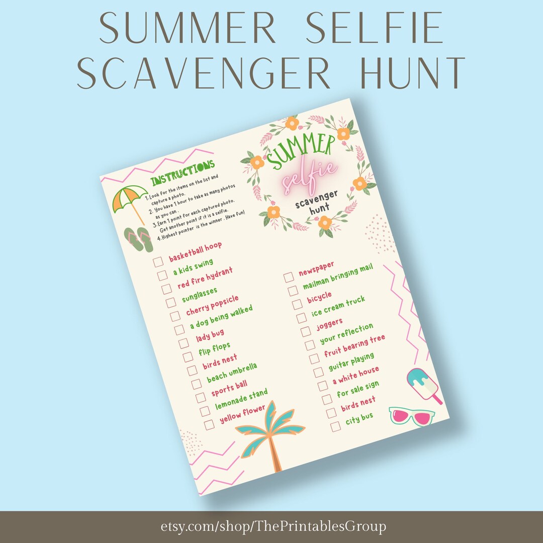 Fun in the Sun Scavenger Hunt, Outdoor Beach Activity for Kids ...