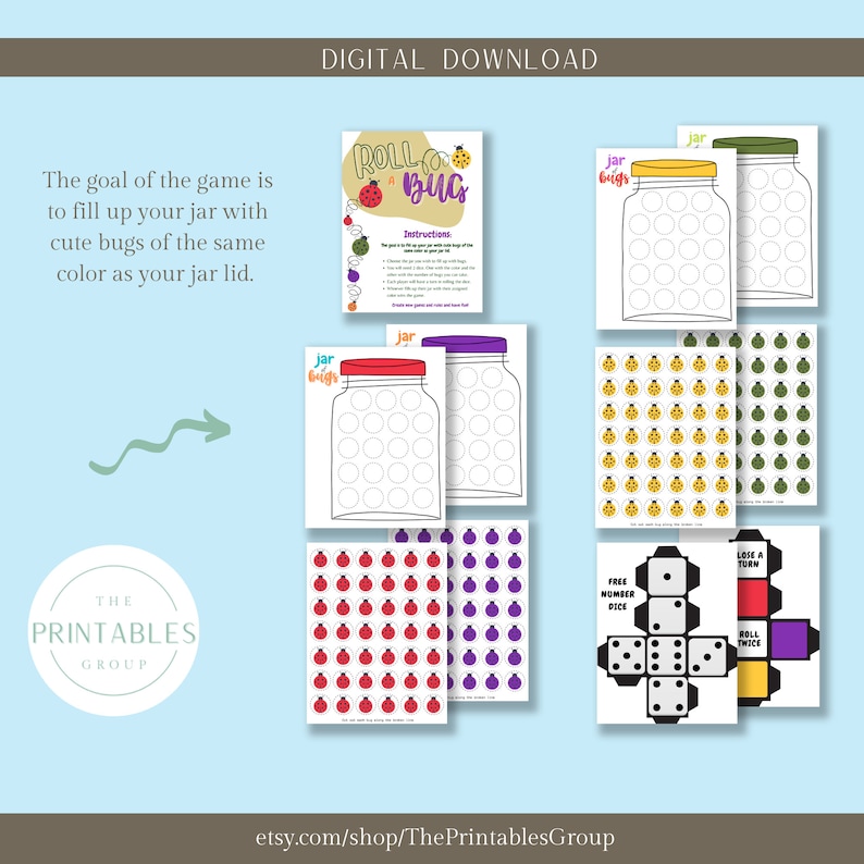 Roll A Bug Printable Game | Interactive Dice Game | Color Games for ...