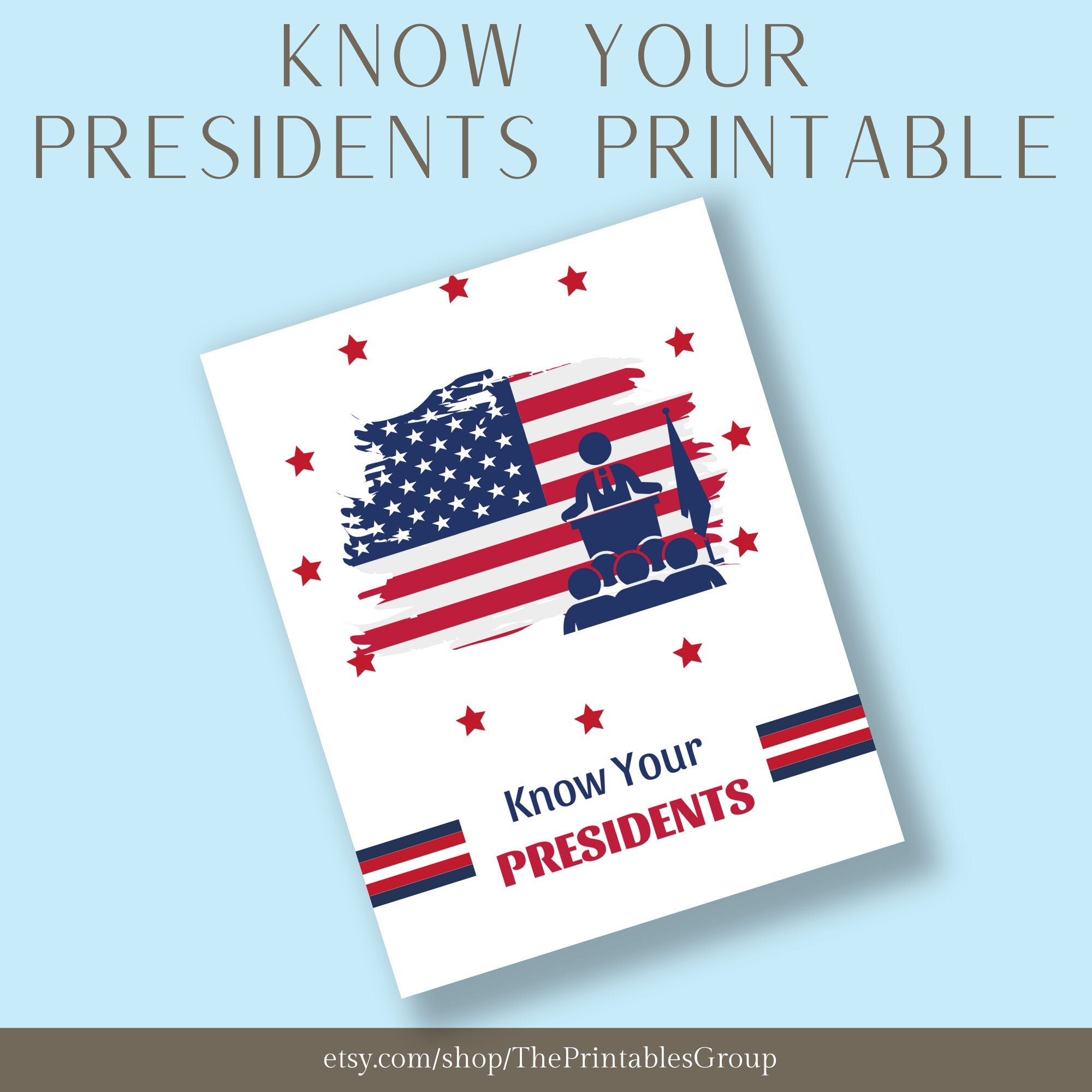 Know Your Presidents Printable | 46 USA Presidents | American History ...