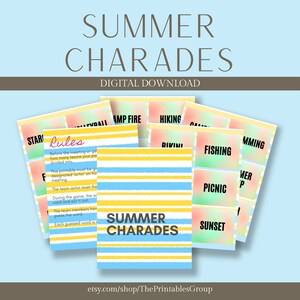Summer Charades Printable Bundle, Printable Charades for Kids and ...